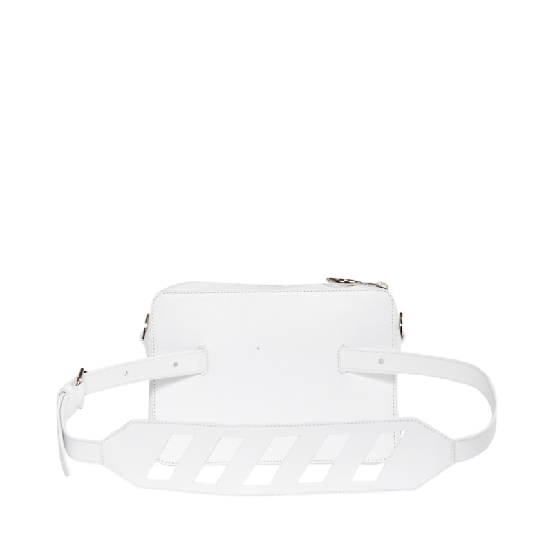 OFF-WHITE Camera Bag Diag White Black in Saffiano Leather with Silver ...