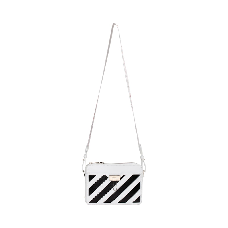 OFF-WHITE Camera Bag Diag White Black in Saffiano Leather with Silver ...