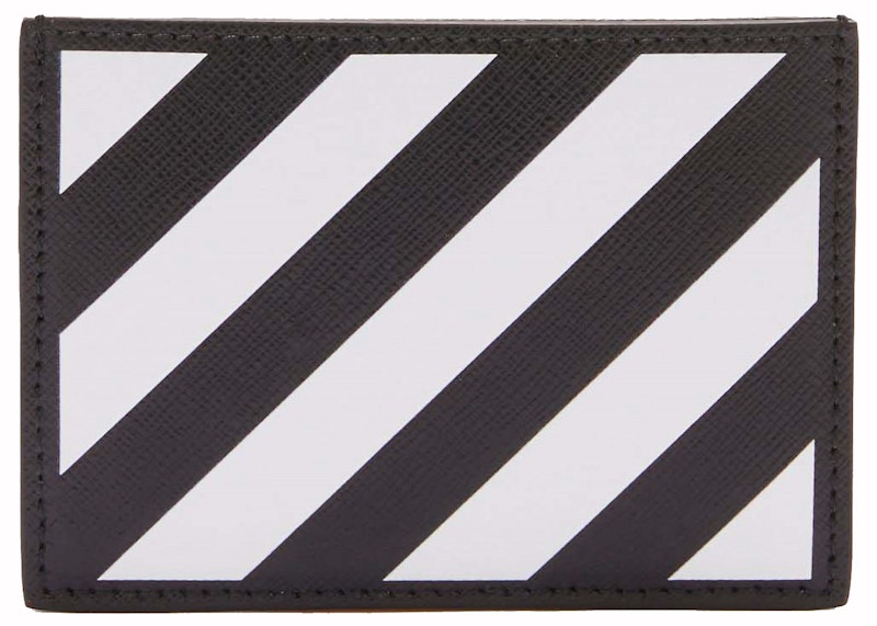 OFF-WHITE Card Case Binder Diag Saff Black/White in Leather - GB
