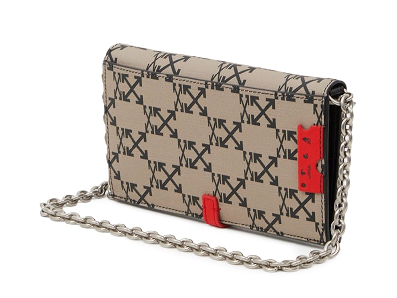 OFF-WHITE Chain Strap Wallet Arrows Monogram Brown/Black/Red in ...