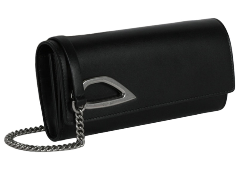 OFF-WHITE Clam Wallet On Chain Black in Leather - US