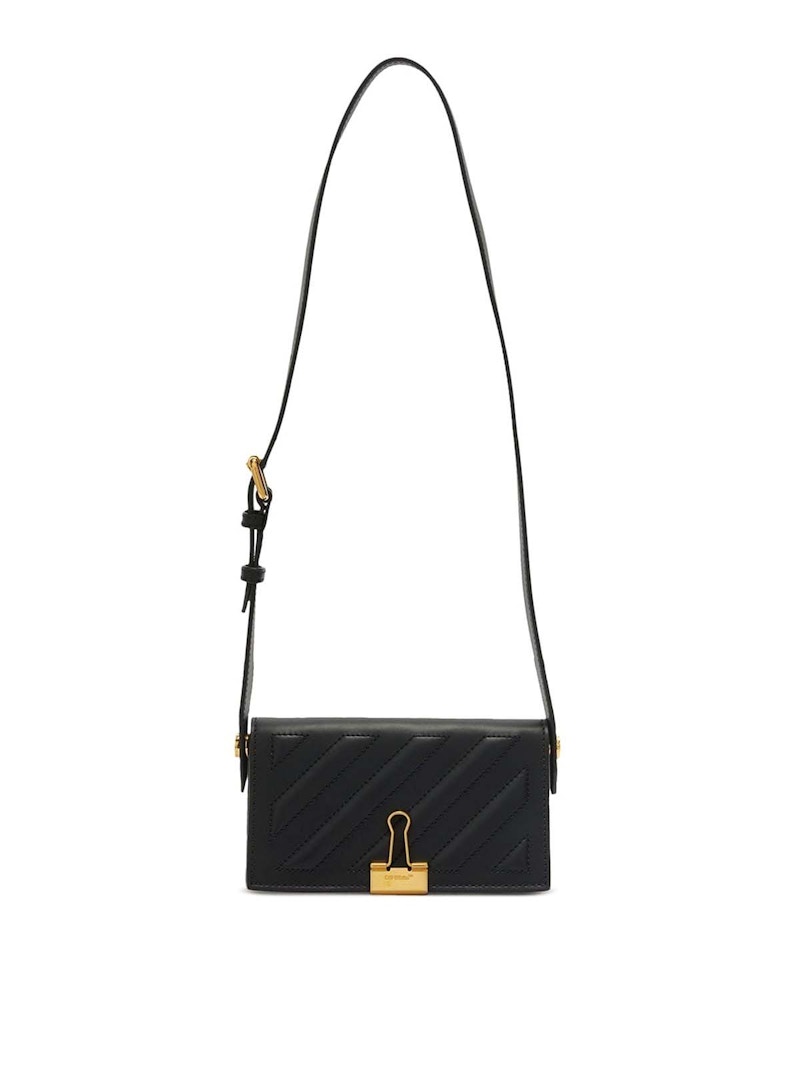 OFF-WHITE Cross 21 Shoulder Bag Black/Gold in Leather - US