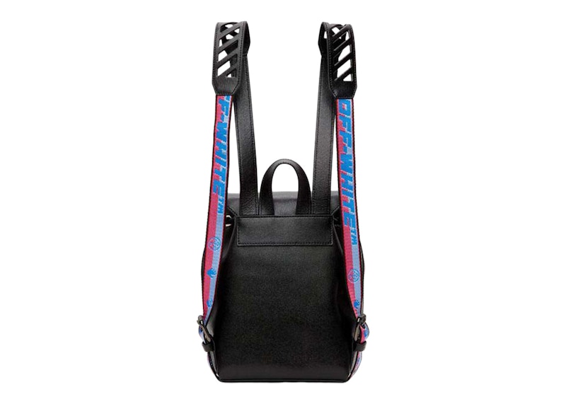 OFF-WHITE Diag Backpack Black/White with Red/Blue Strap in Leather with ...