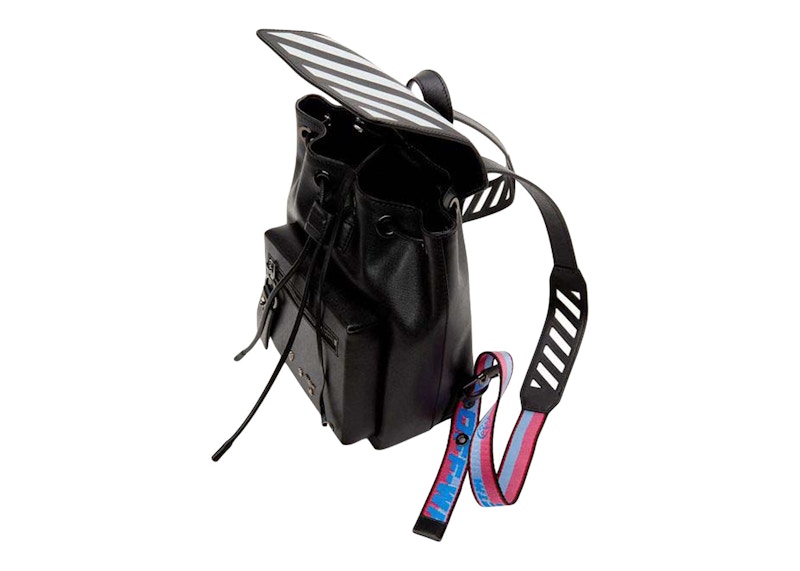 OFF-WHITE Diag Backpack Black/White with Red/Blue Strap in Leather with ...