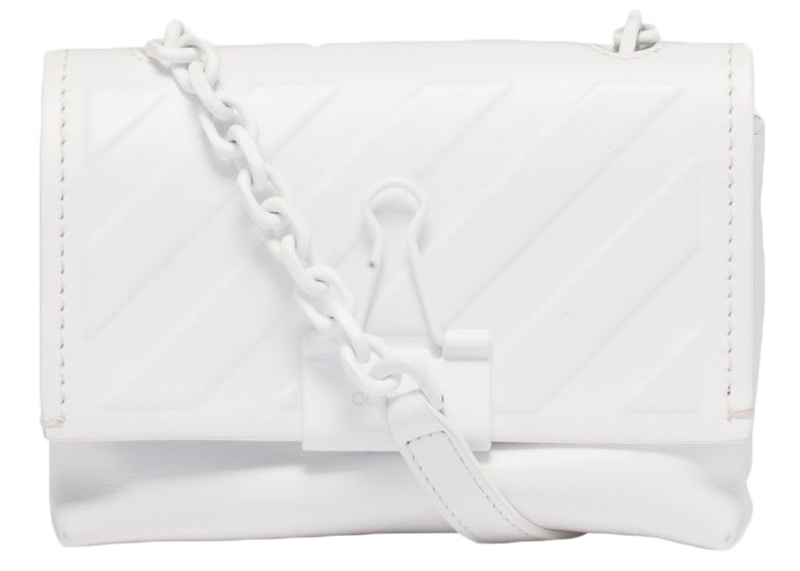 OFF-WHITE Diag Soft Bag Small White in Leather with White-tone
