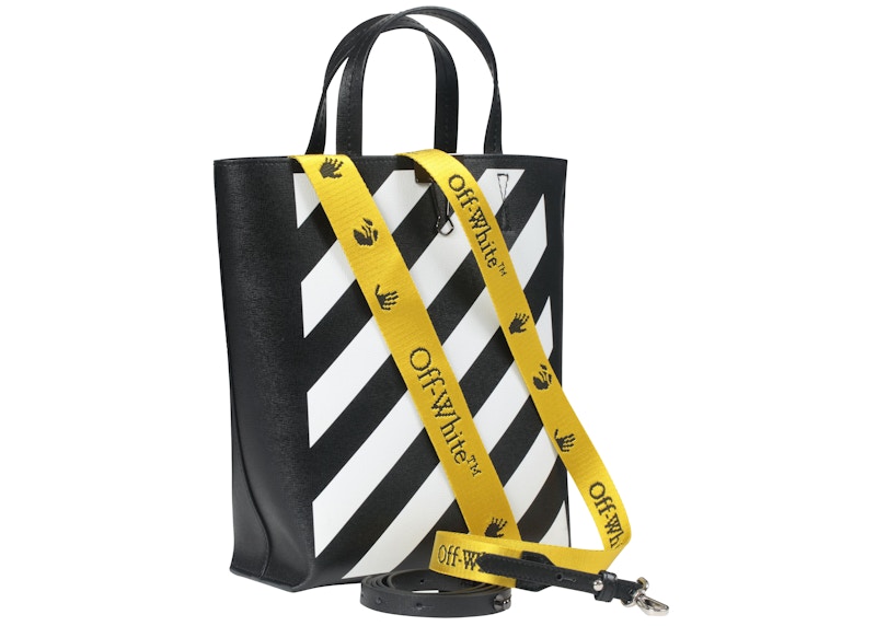 OFF-WHITE Diagonal Tote Bag Black/White in Leather with Silver-tone - US