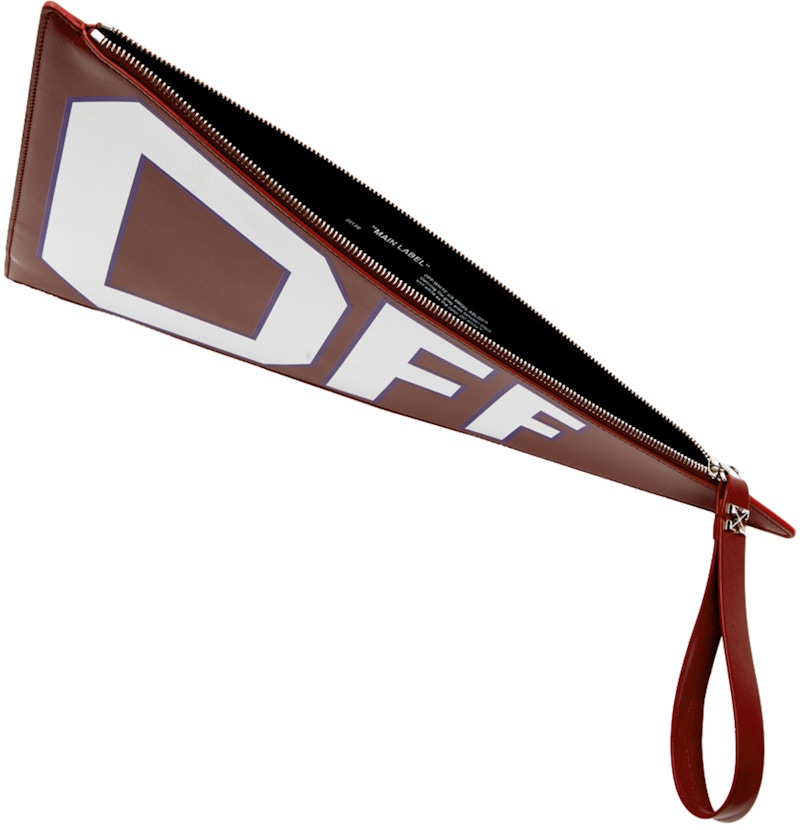 OFF-WHITE Flag Pouch Burgundy in Leather with Silver-tone