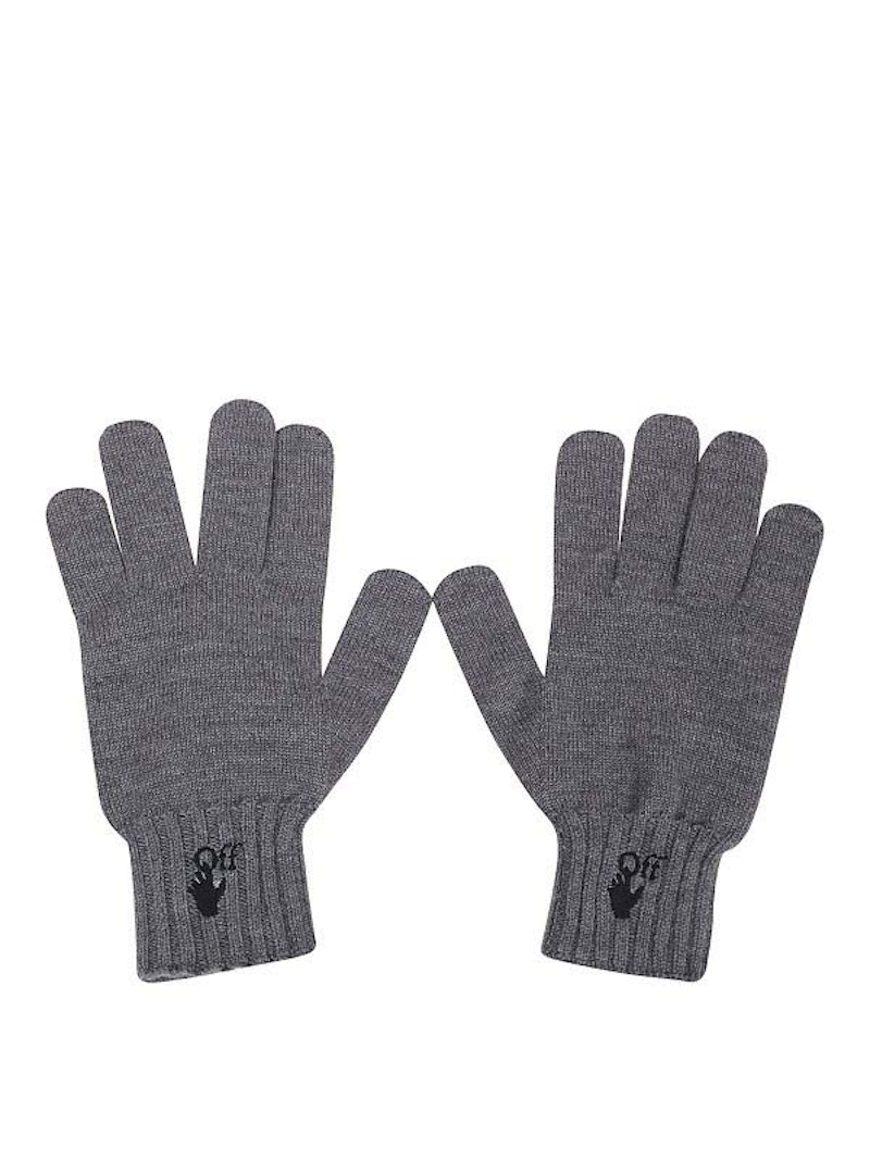 OFF-WHITE Hand Off Wool Gloves Grey Men's - US