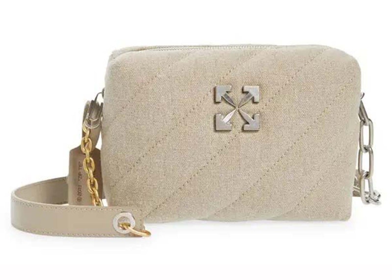 OFF-WHITE Jackhammer Linen Crossbody Beige in Linen with Gold-tone - US