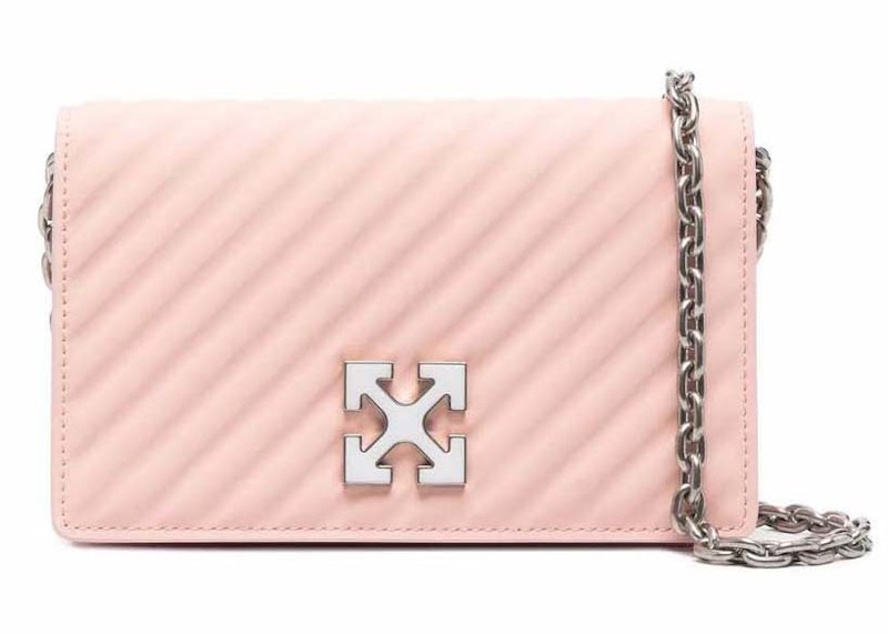 OFF-WHITE Jitney 0.5 Quilted Crossbody Pink in Leather with Silver-tone ...