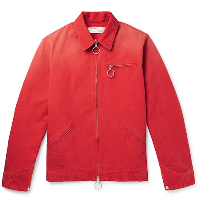 OFF-WHITE Logo Embroidered Canvas Jacket Red - SS19