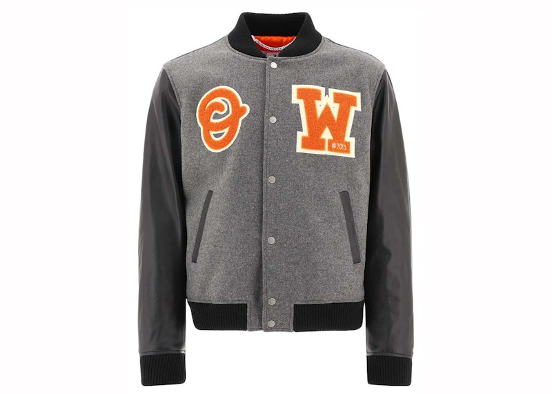 OFF-WHITE Logo Lettering Bomber Jacket Grey/Black メンズ - JP