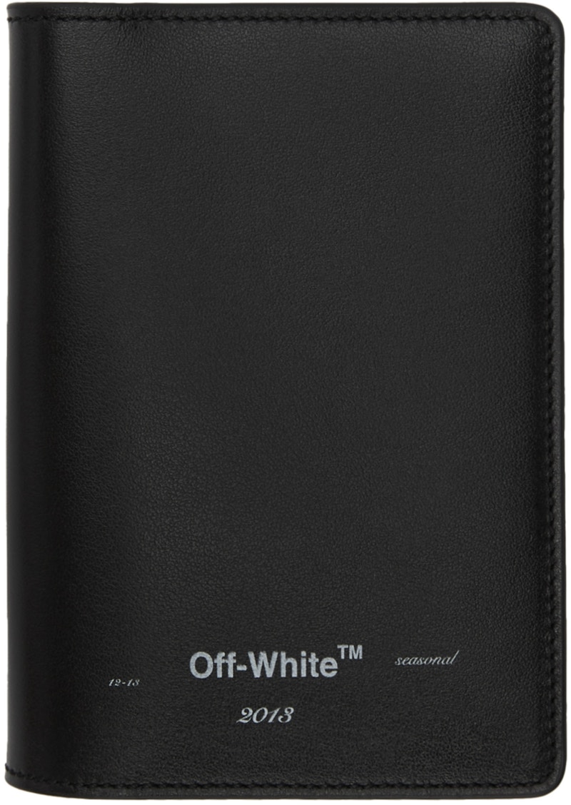 OFF-WHITE Logo Passport Wallet Black White in Leather - US