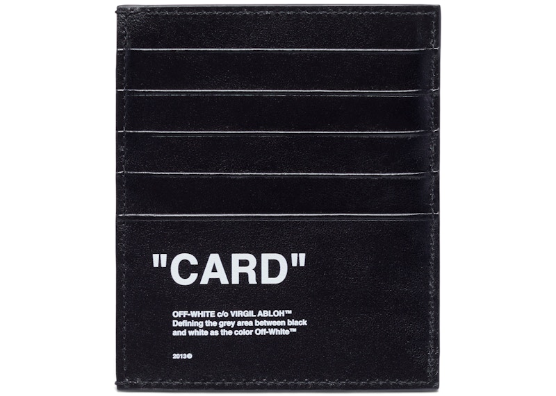 OFF-WHITE Quote Card Holder "CARD" Black White in Leather - US