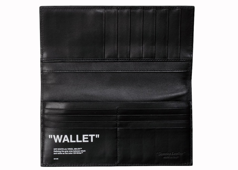 OFF-WHITE Quote Yen Wallet "WALLET" Black White in Leather with Silver ...