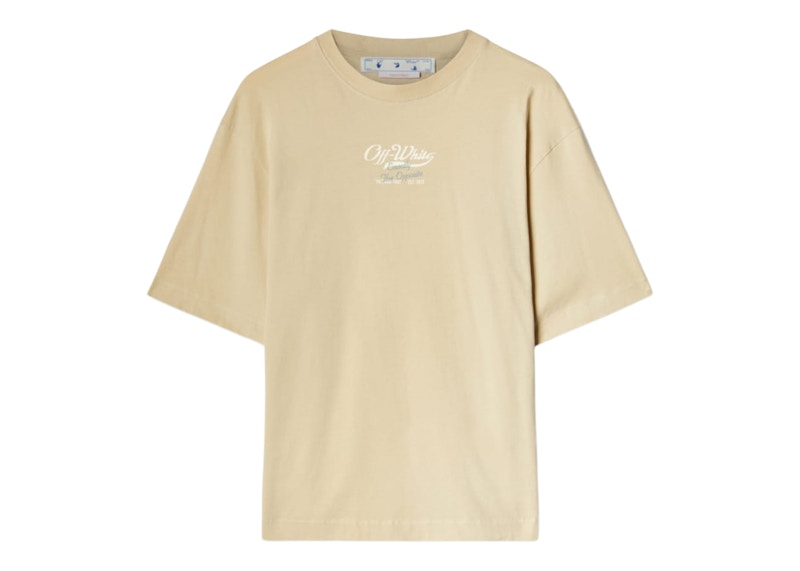 OFF-WHITE Script Logo Opp Over Skate S/S Tee Beige Men's - SS23 - US