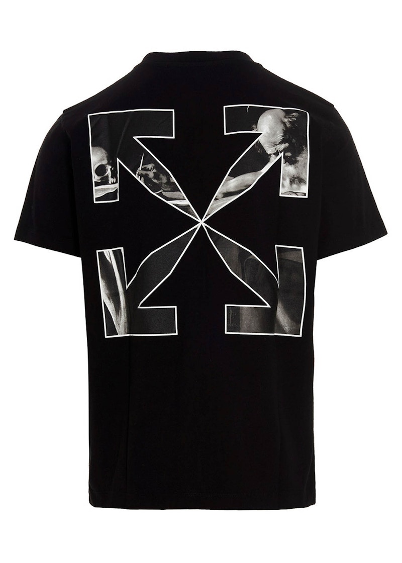 OFF-WHITE Text Logo Caravaggio Saint Jerome Writing Arrows Slim Fit T ...