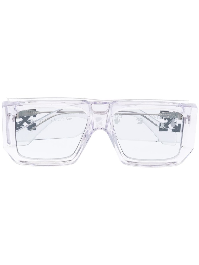 OFF-WHITE Tropez Rectangular Frame Sunglasses Transparent/White ...