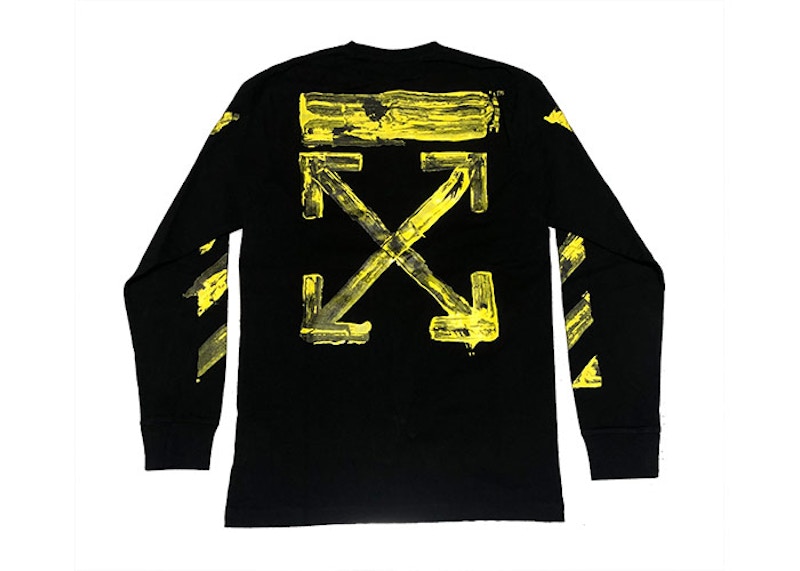 OFF-WHITE Yellow Acrylic Arrow Logo L/S Tee Black Men's - US