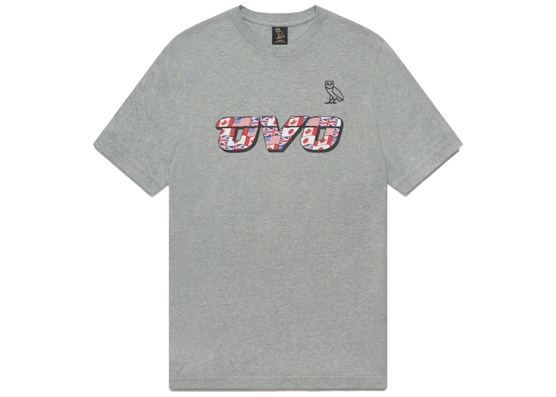 OVO Flag Runner T-shirt Heather Grey Men's - SS21 - US