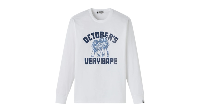 OVO x BAPE Generals Long-Sleeve Tee White Men's - FW25 - US