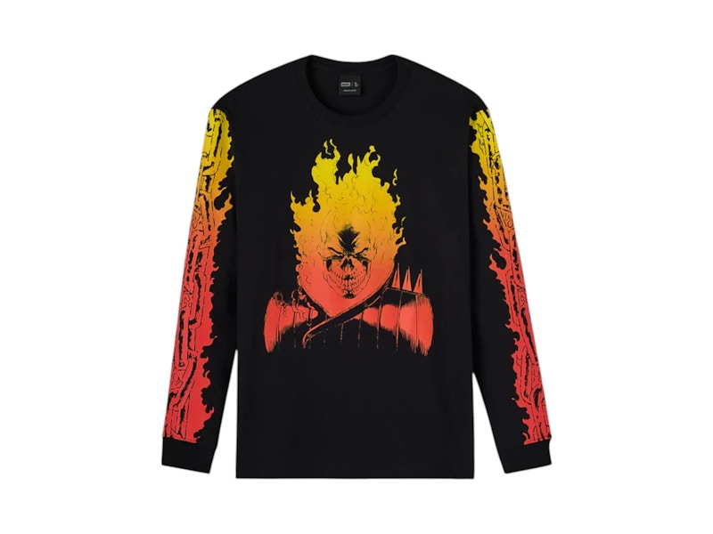 OVO x Marvel Ghost Rider Long Sleeve Tee Black Men's - US