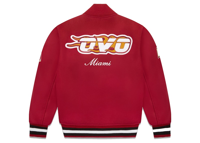 OVO x NBA Heat Varsity Jacket Red Men's - FW21 - US