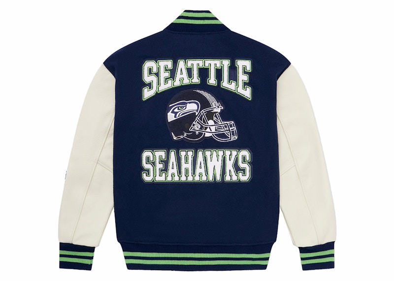 OVO x NFL Seattle Seahawks Varsity Jacket Blue Men's - FW23 - US