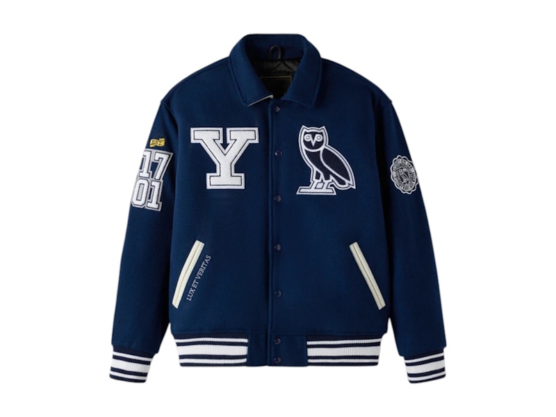 OVO x Yale Campus Varsity Jacket Blue Men's - FW24 - US