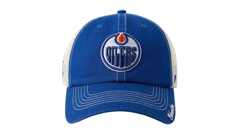 OVO x NHL Edmonton Oilers '49 Brand Trucker Hat Navy Men's - FW24 - US