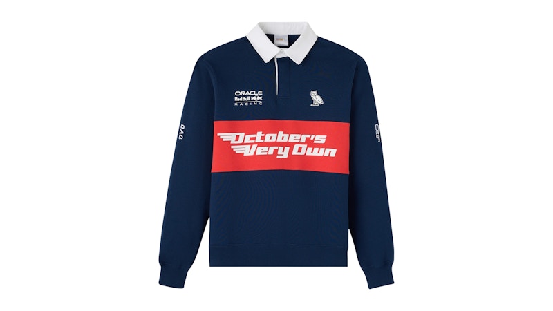 OVO x Oracle Red Bull Racing Full-Button Fleece Rugby Sweatshirt Navy ...