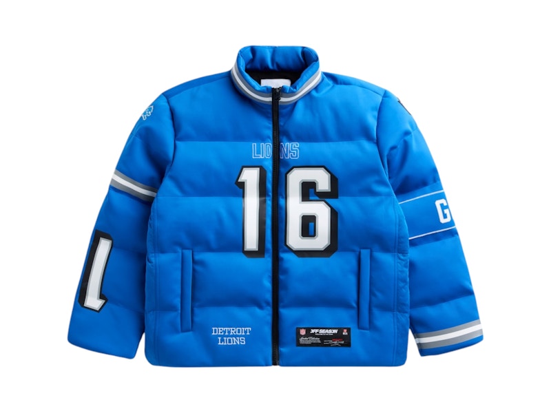 Off Season x NFL Jared Goff Detroit Lions Player Puffer Jacket Blue ...