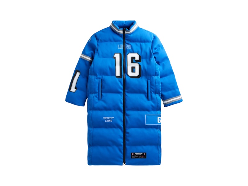 Off Season x NFL Jared Goff Detroit Lions Player Puffer Long Coat Blue ...