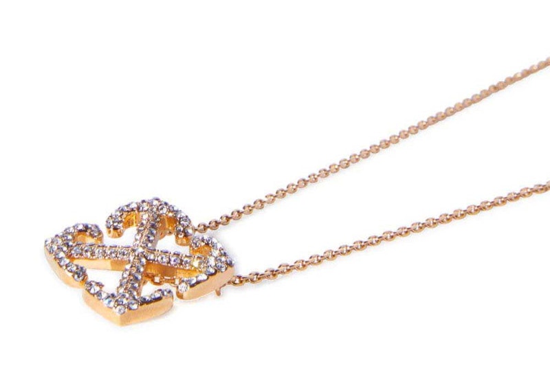 Off-White Arrows Crystal-Embellished Necklace Gold-tone in Brass/Glass ...