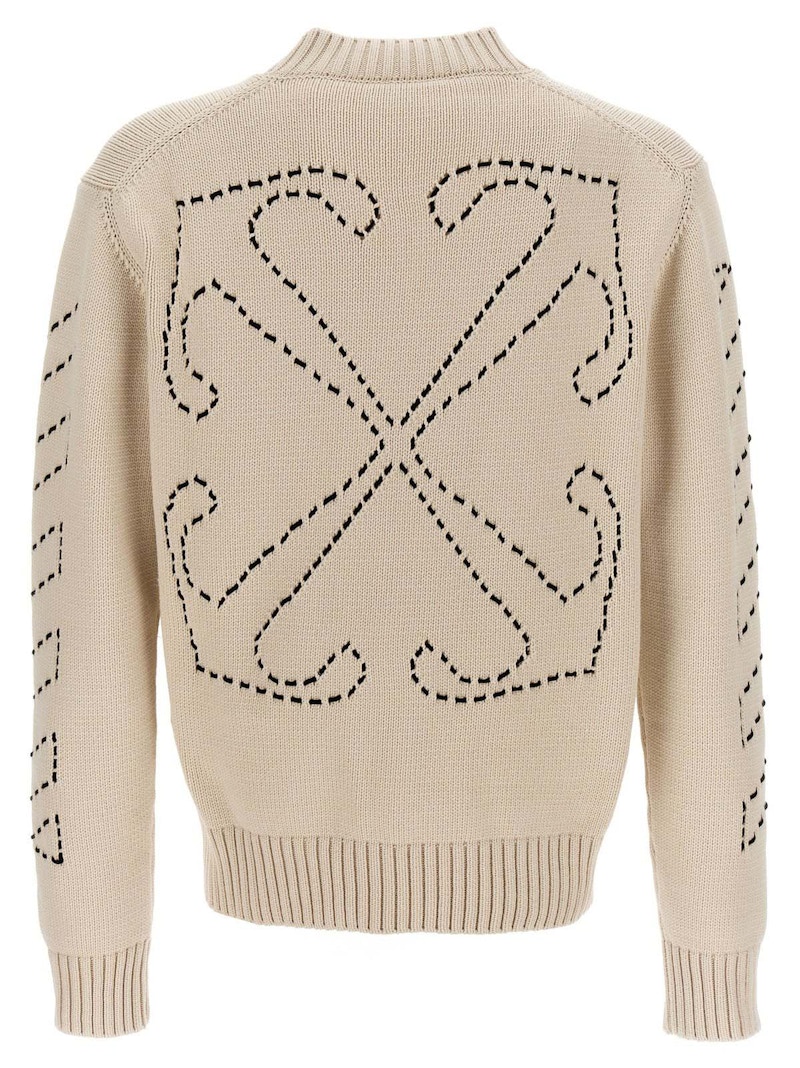 OFF-WHITE Arrows-Embroidery Crew-Neck Jumper Beige Men's - FW23 - US