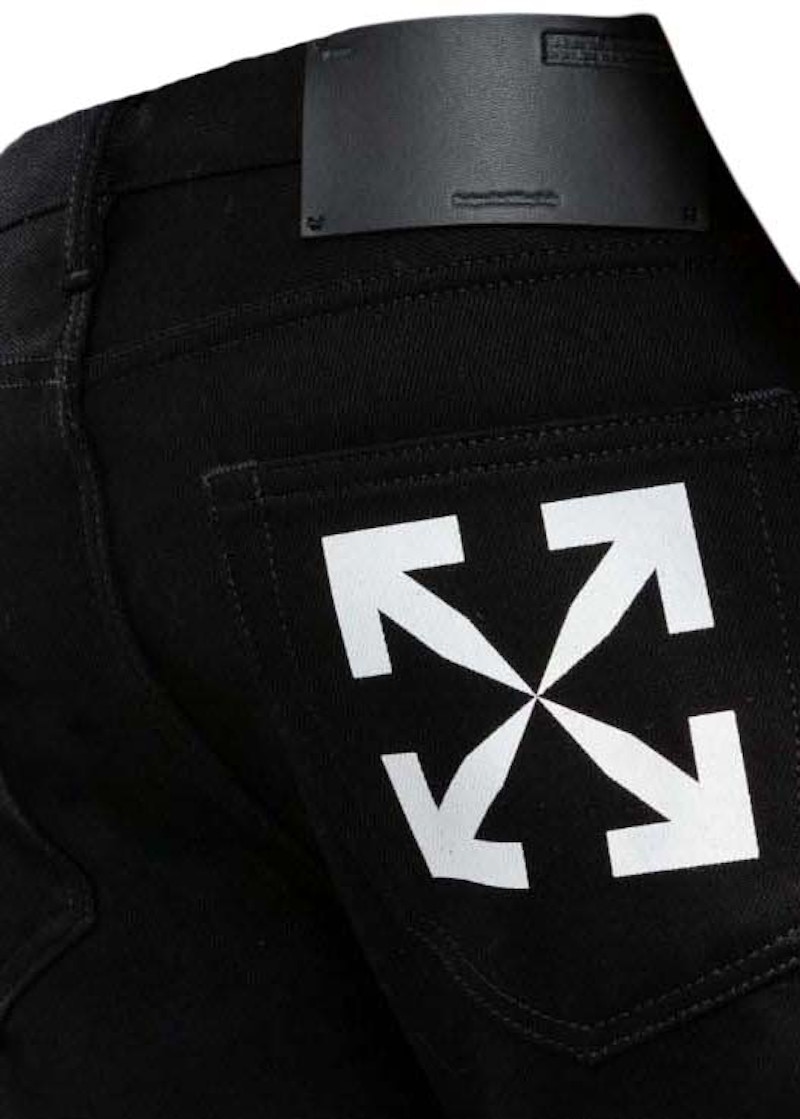 OFF-WHITE Arrows Logo Slim-Fit Jeans Black/White Men's - US