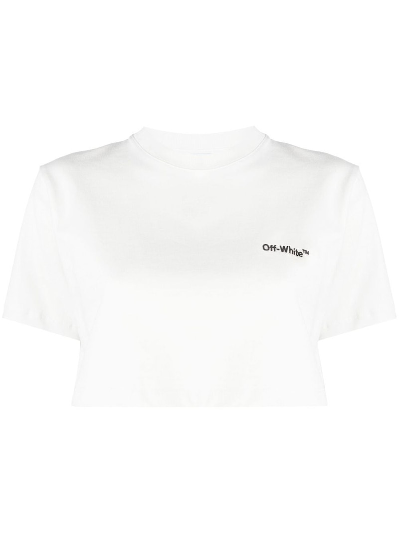 Off-White Cropped Logo-Print T-Shirt White - SS23 - DE