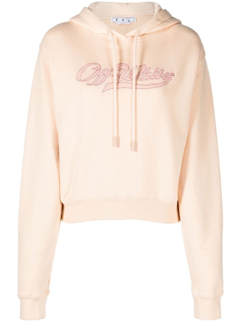 Off-White Logo-Embroidered Drawstring Hoodie Light Pink - SS23 - US