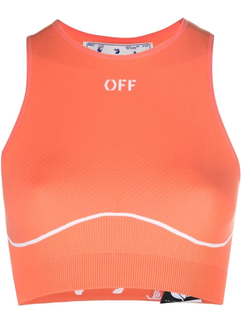 OFF-WHITE Loog-Print Cropped Vest Top Orange/White - SS23 - US