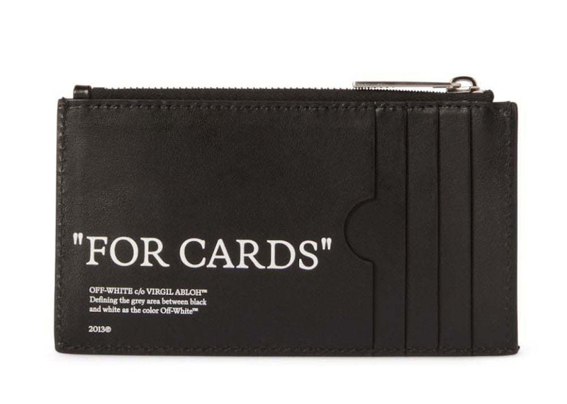 Off-White Quote-Print Leather Cardholder Black in Calfskin Leather with ...