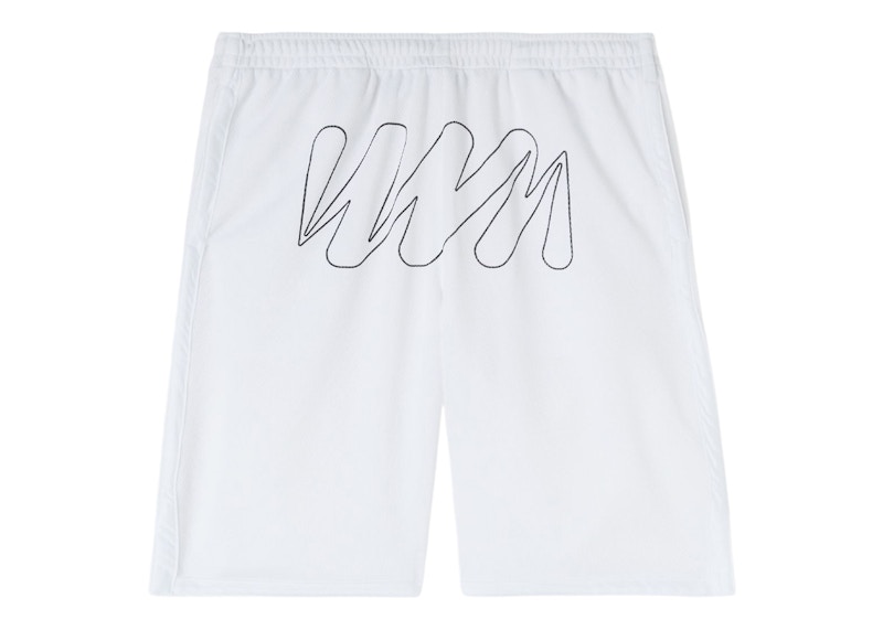 Off-White Wave Outl Diagonal Mesh Shorts White/Black - FW22 - US