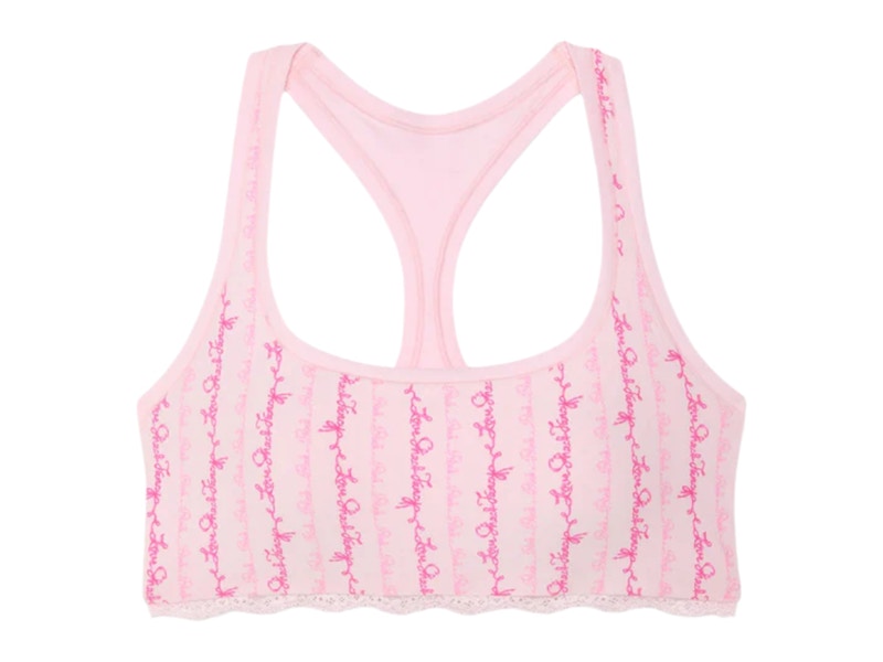 PINK x LoveShackFancy Cotton Racerback Bralette Logo Mania Pink - SS25 - US
