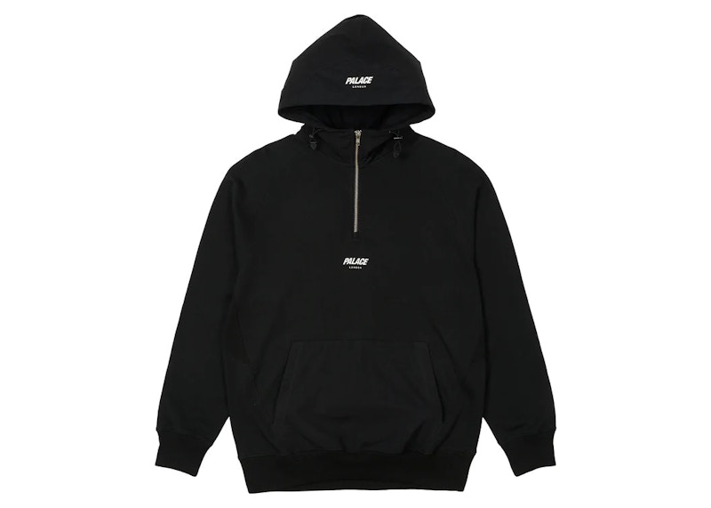 Palace 1/4 Zip Cotton Panel Hood Black Men's - FW22 - US