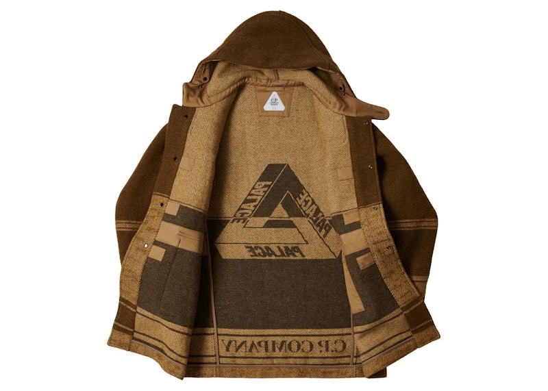 Palace C.P. Company Duffel Jacket Rubber Wool Brown Men's - FW22 - US