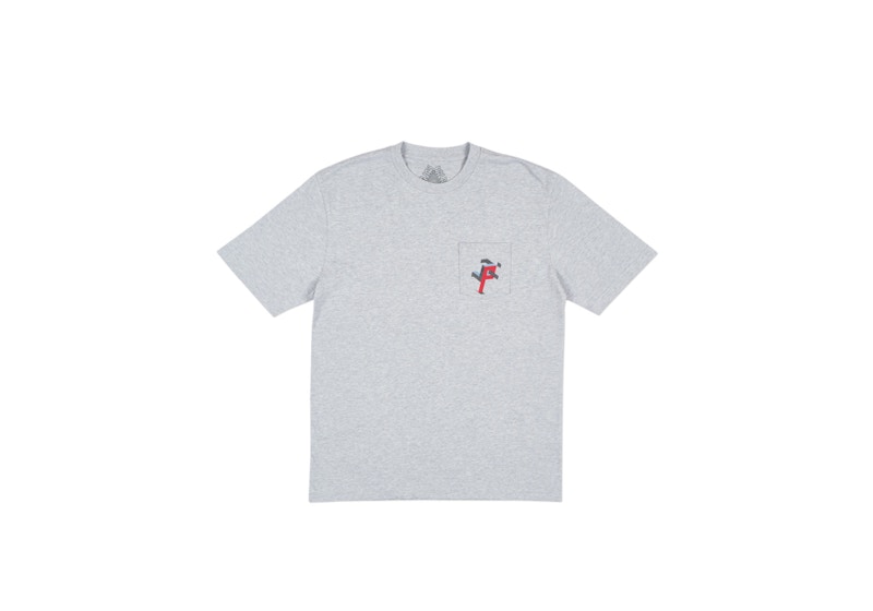 Palace P Man Pocket T-Shirt Grey Marl/Red Men's - SS18 - GB