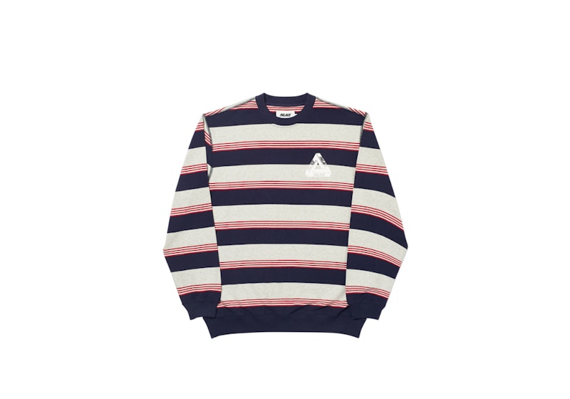 Palace Ribbed for Pleasure Crew Marl/Red/Navy Men's - FW18 - US
