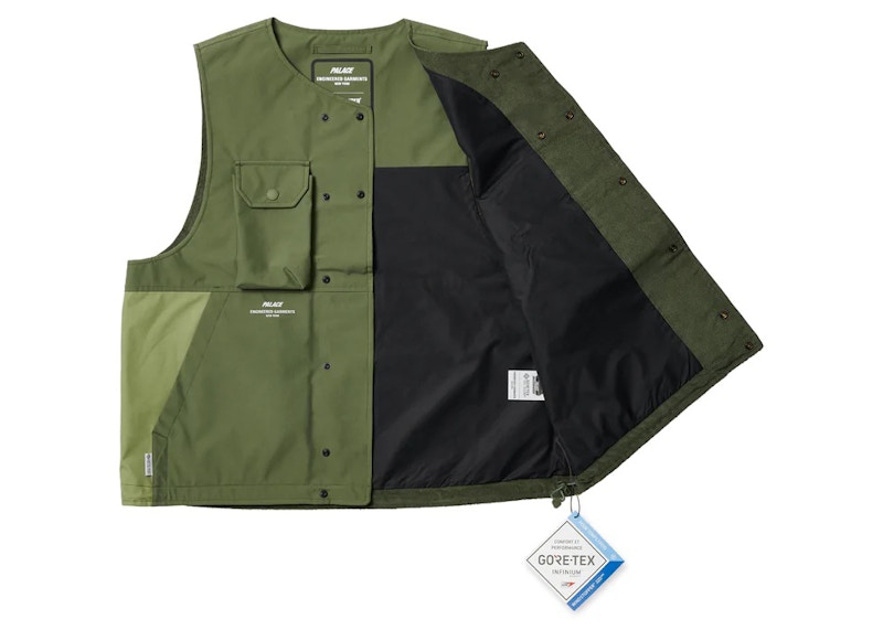 Palace x Engineered Garments Gore-Tex Infinium Cover Vest Olive Men's ...