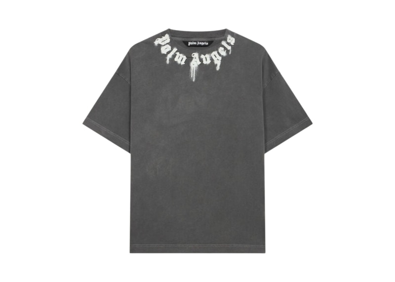Palm Angels Curved Logo Graffiti T-shirt Grey Men's - US