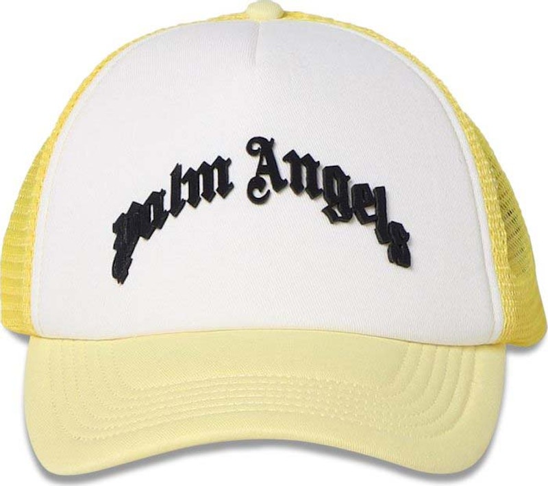 Palm Angels Curved Logo Mesh Cap Yellow/Black in Canvas - US