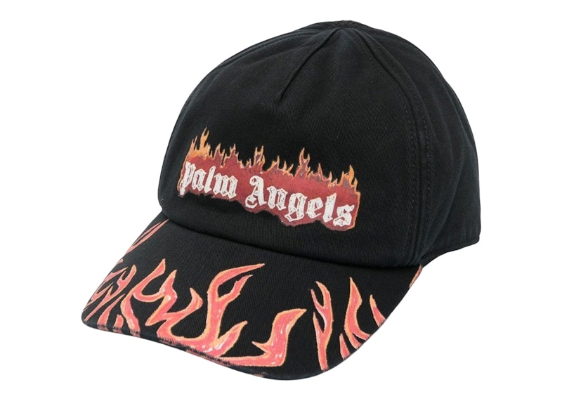 Palm Angels Flames Logo Baseball Cap Black/Orange Men's - US